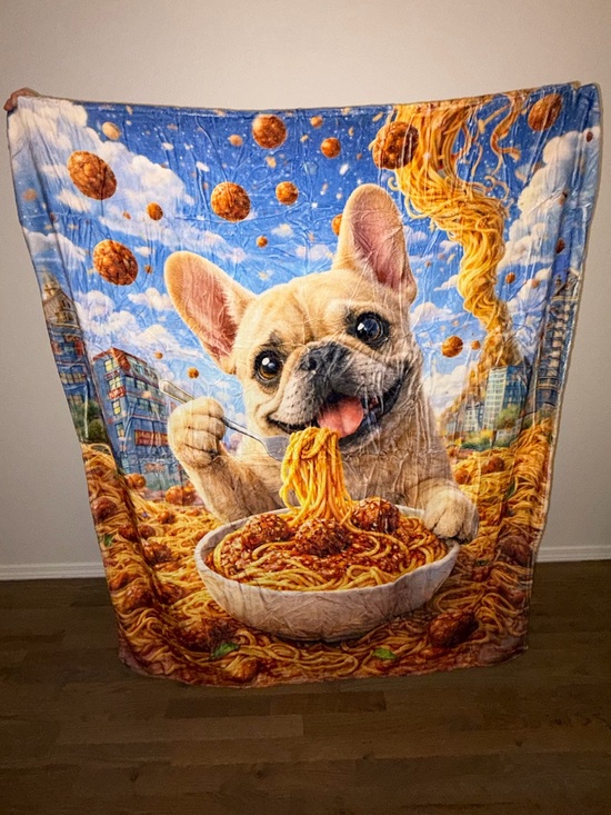Bedding | Nwt Velveteen French Bulldog Throw Blanket 5x60 Spaghetti Dog ...